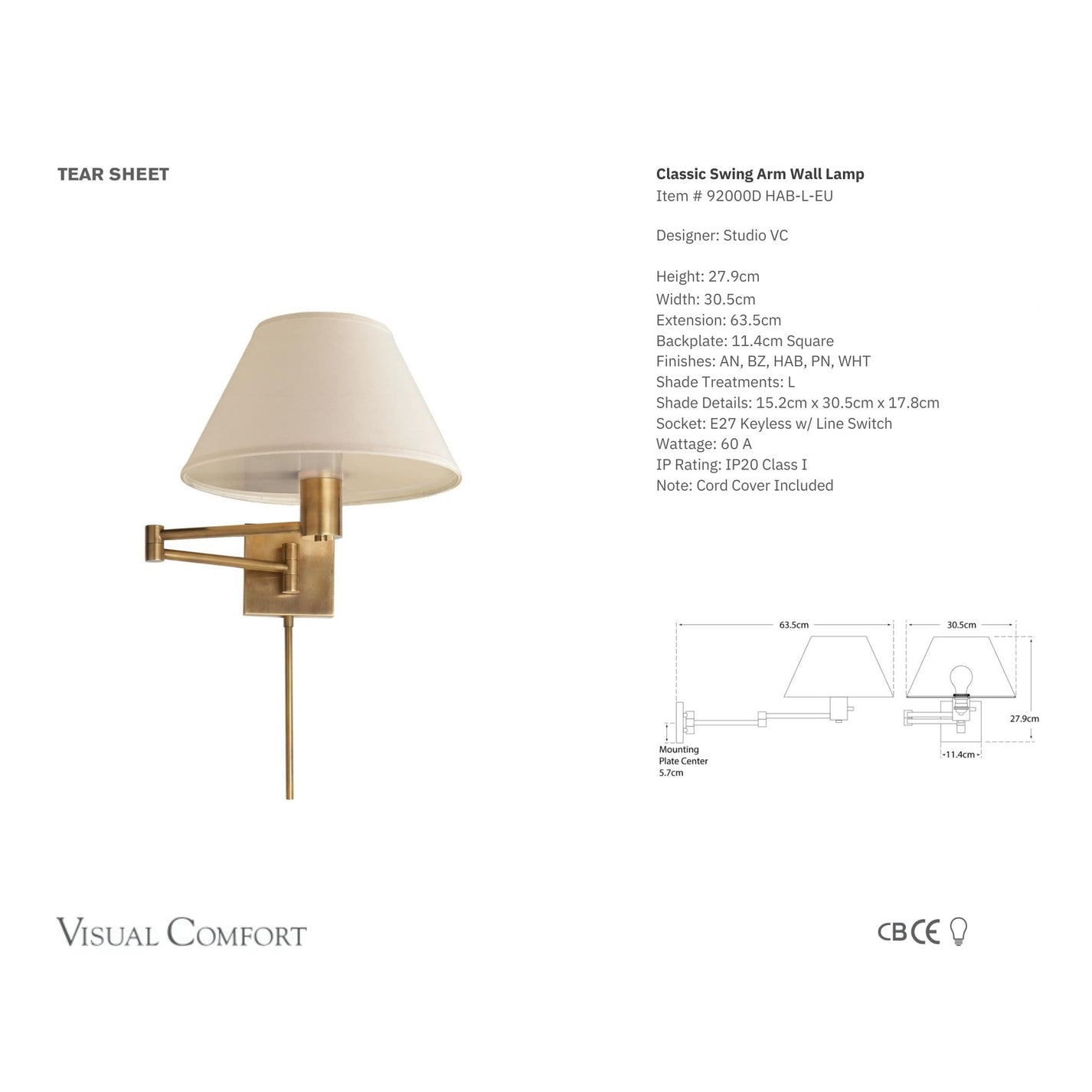 Studio VC Classic Swing Arm Linen Wall Sconce - Brass – Luxe Pendant ...