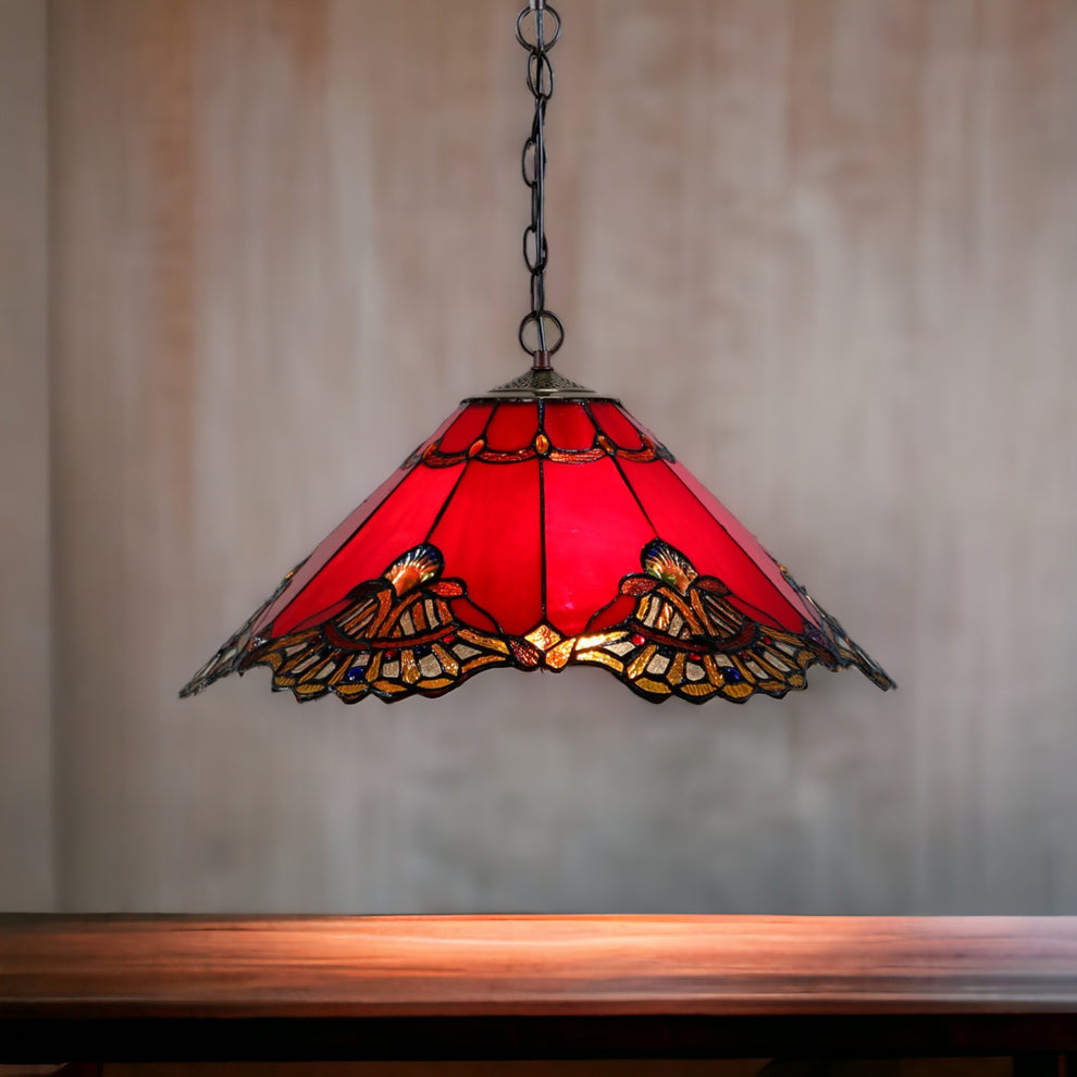 Tiffany Benita Red Stained Glass Pendant Light – Luxe Pendant Lighting
