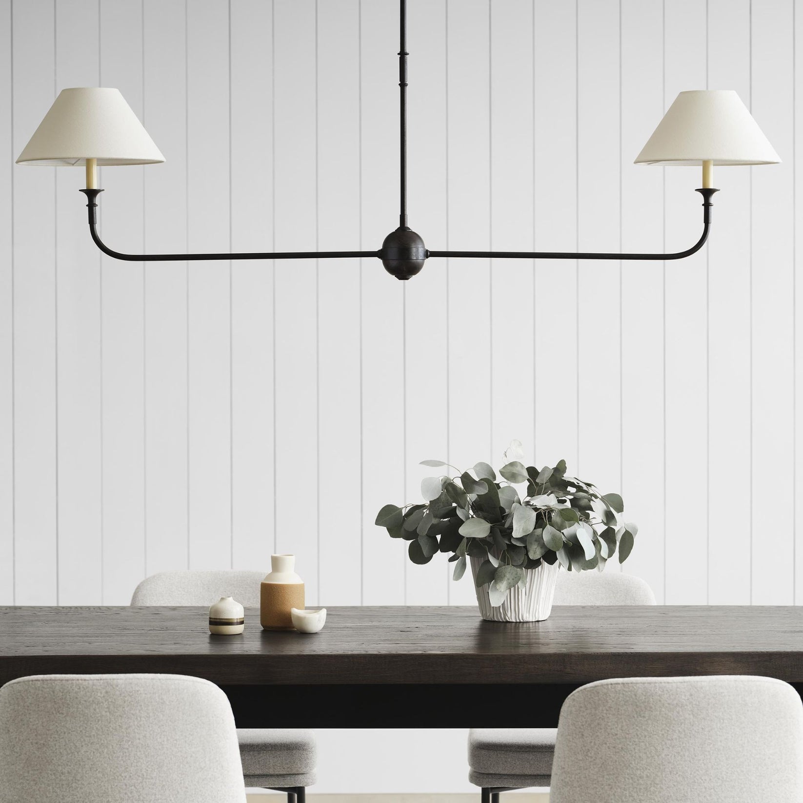 Thomas O'Brien Piaf Large Two-Light Linear Pendant Light - Aged Iron w ...