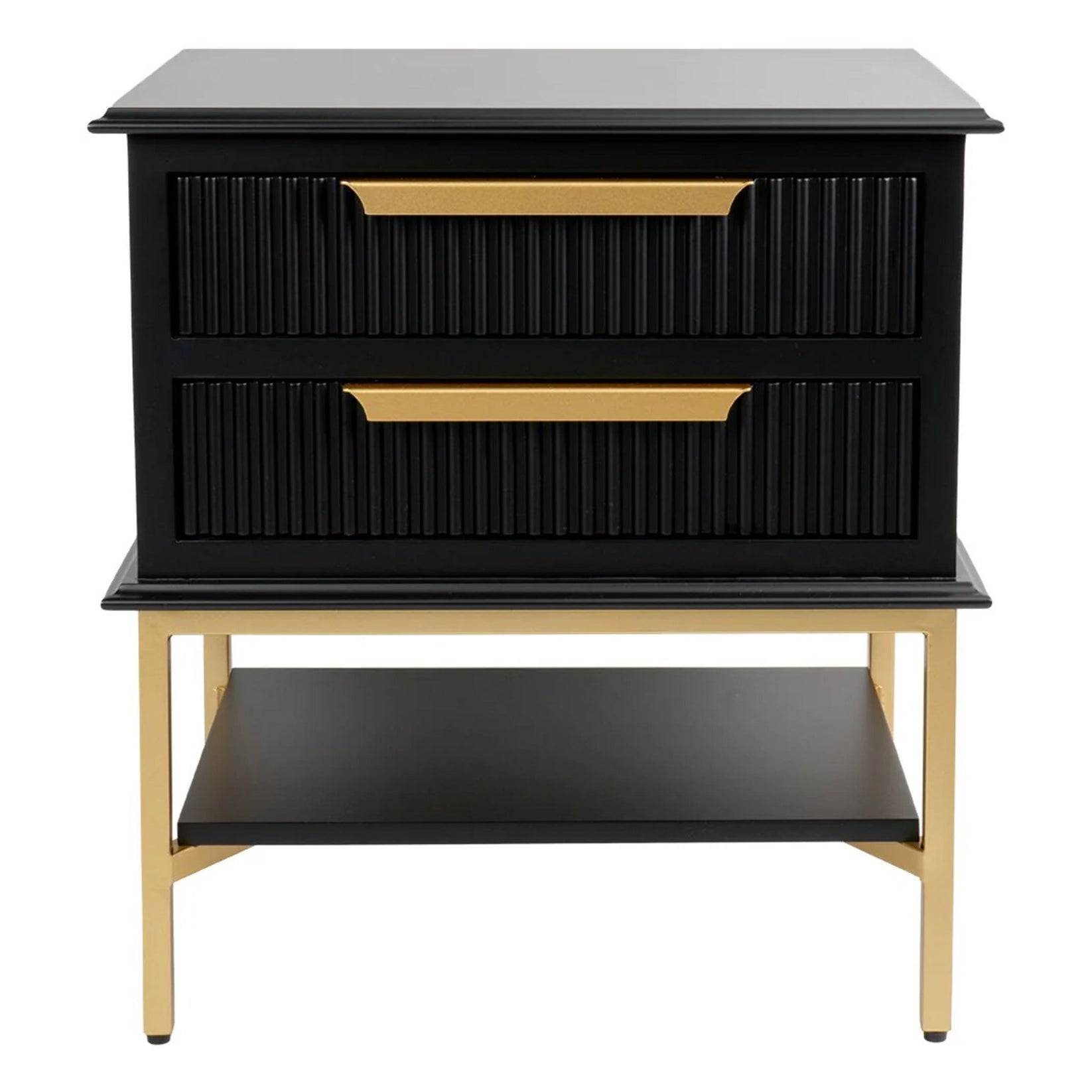 Aimee Small Two Drawer Bedside Table - Black – Luxe Pendant Lighting